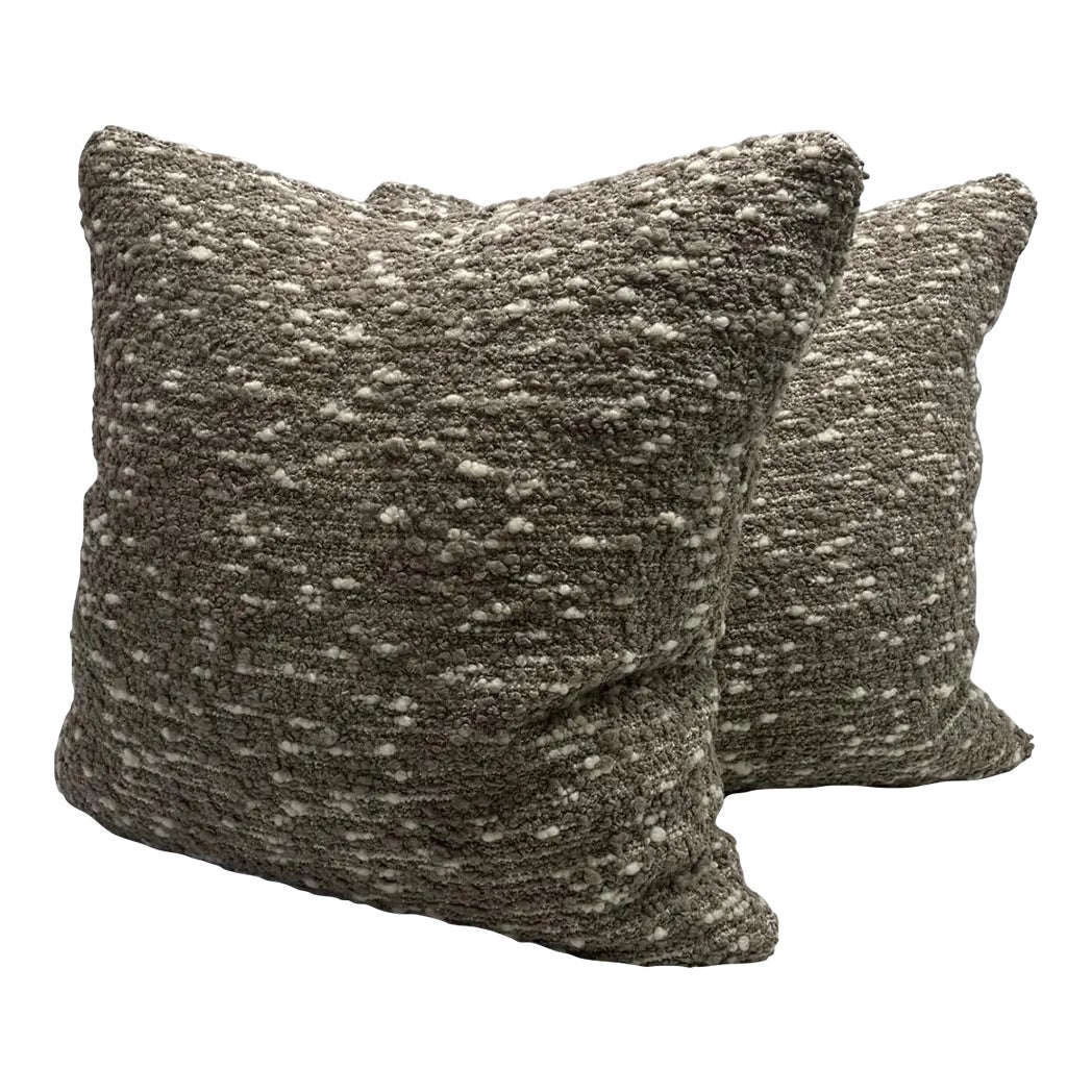 Pair of Pillows Made With Elitis France Wool Boucle Fabric | Chairish