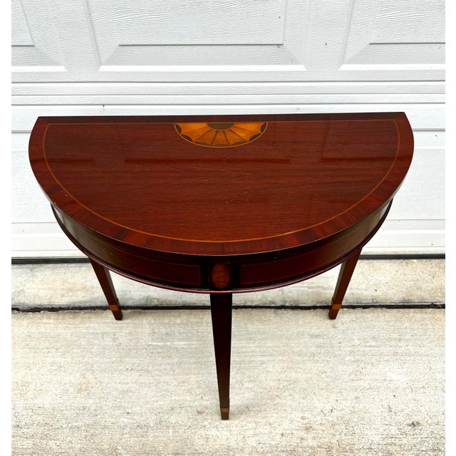 Vintage Baker Hepplewhite Style Mahogany Demilune Console or Entry ...