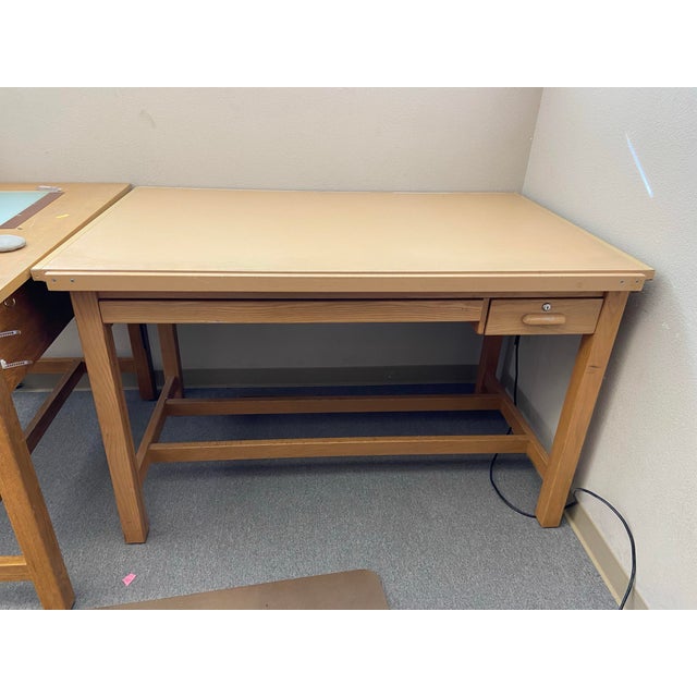 1980s Vintage Hamilton Oak Drafting Table | Chairish