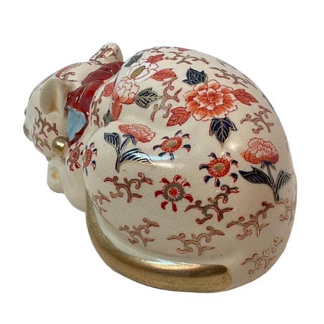 Imari Style Vintage Japanese Sleeping Cat | Chairish