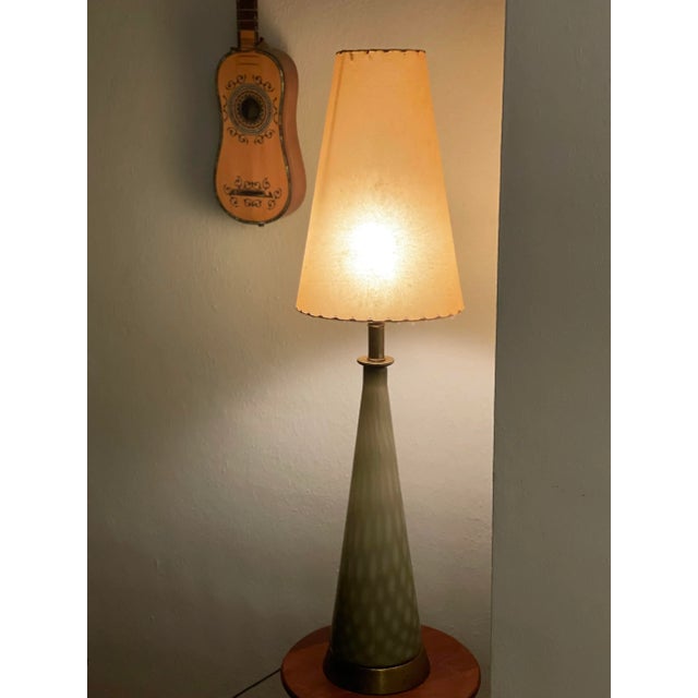 Mid 20th Century Slate Green Empoli Glass Table Lamp | Chairish