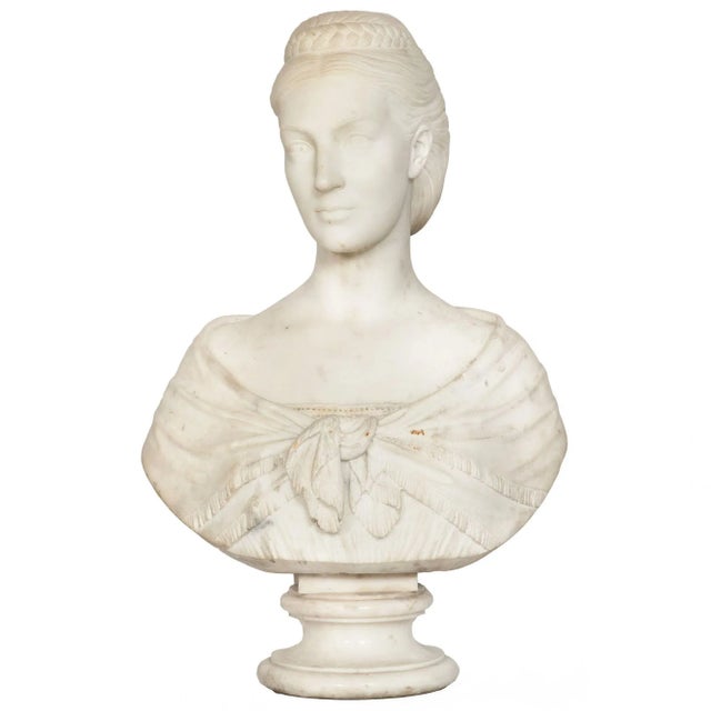 English Antique Marble Bust “Lady Layard” by John Warrington Wood Ca ...