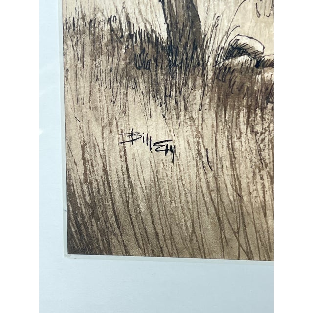 1990s Ink and Watercolor Painting “Abandoned Farm” by Bill Ely, Framed ...