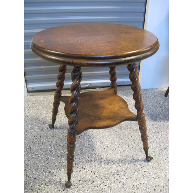 Late 19th Century Victorian Oak Lamp/Tavern Table | Chairish