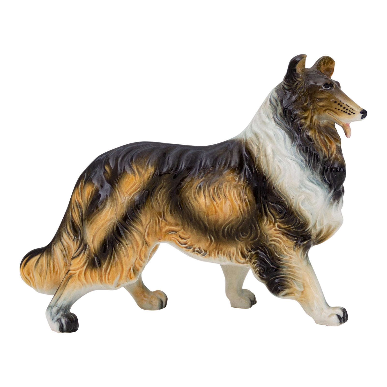 Ceramic Rough Collie | Shetland Sheep Dog Hand Painted Figurine | Chairish