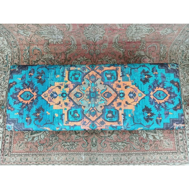 Handmade Regency Style Upholstered Rug Bench | Chairish