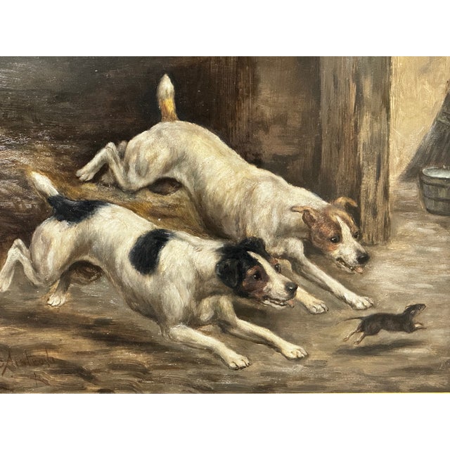 Late 19th Century British Victorian Hunting Oil Painting Jack Russell ...
