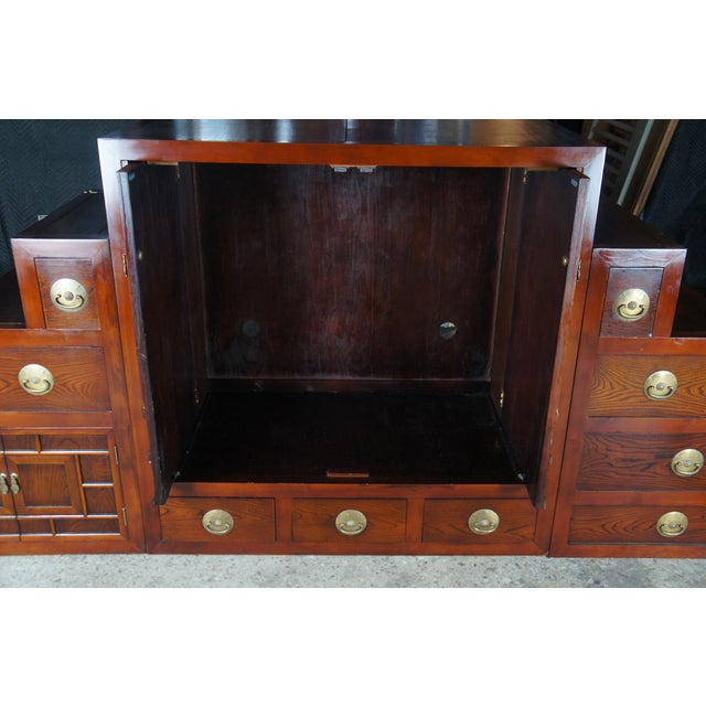 Late 20th Century Vintage Japanese Elm Tansu Step Media Tv Cabinet ...