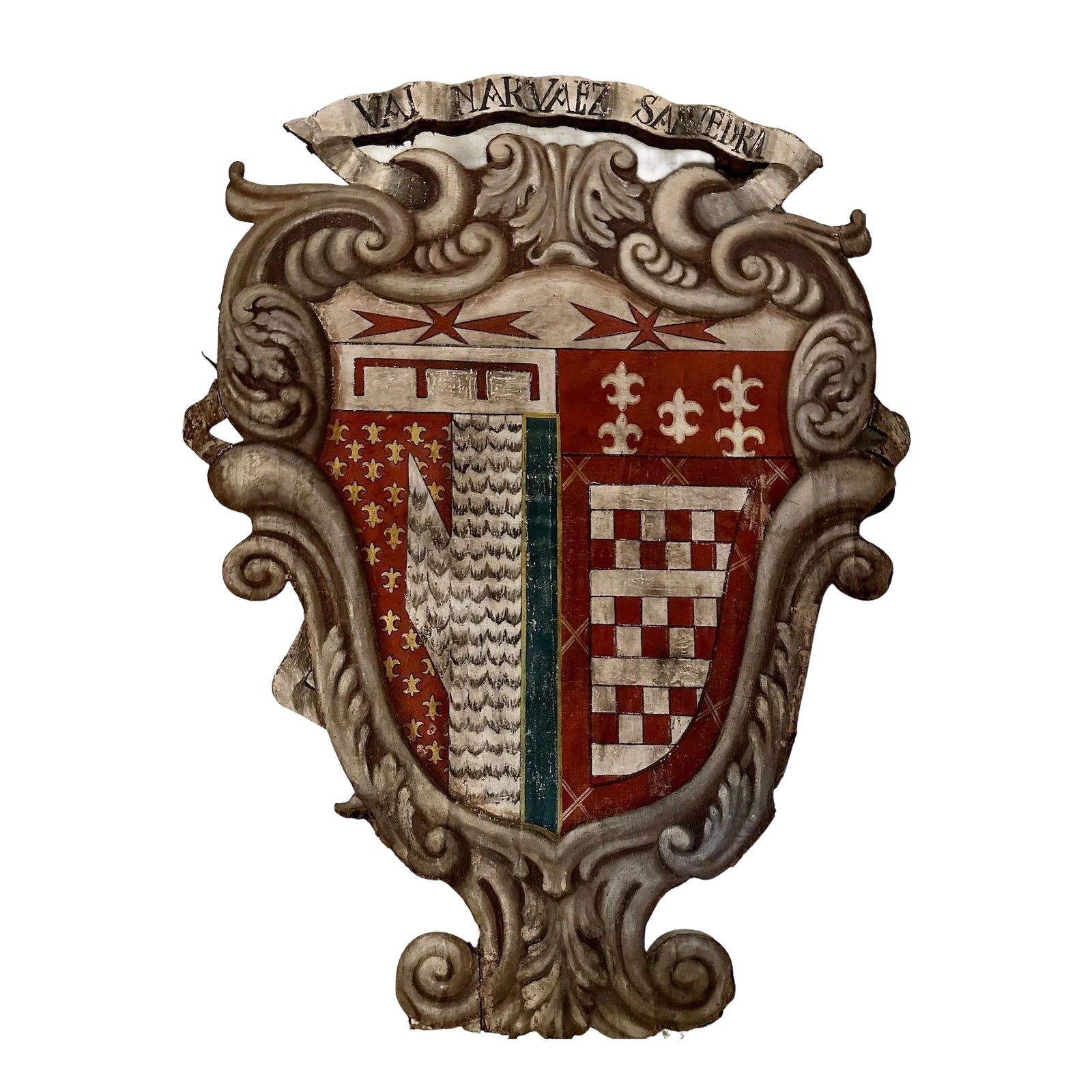 Large Painted Italian Crest | Chairish