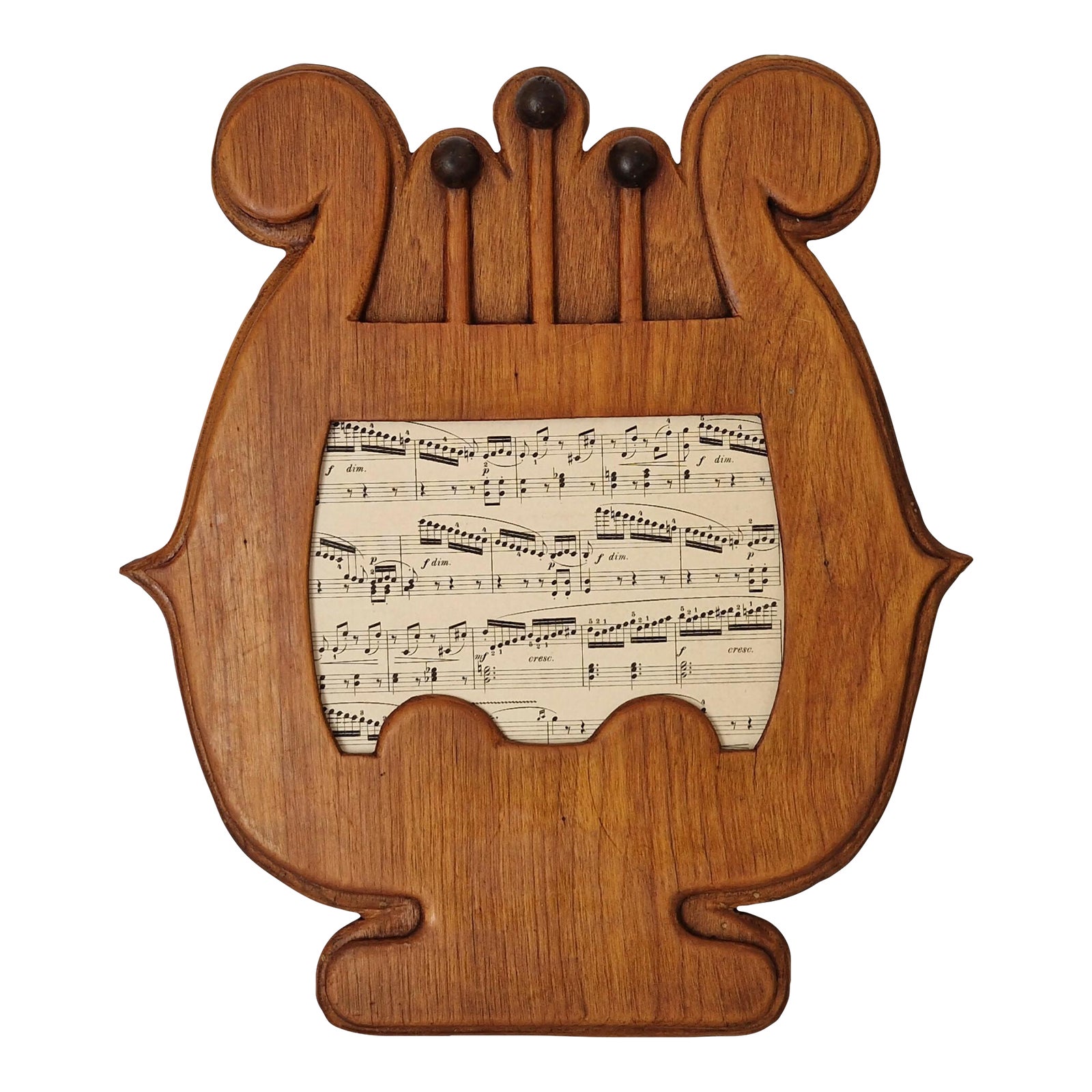 1930s French Art Deco Wooden Lyre Harp Photo Frame | Chairish