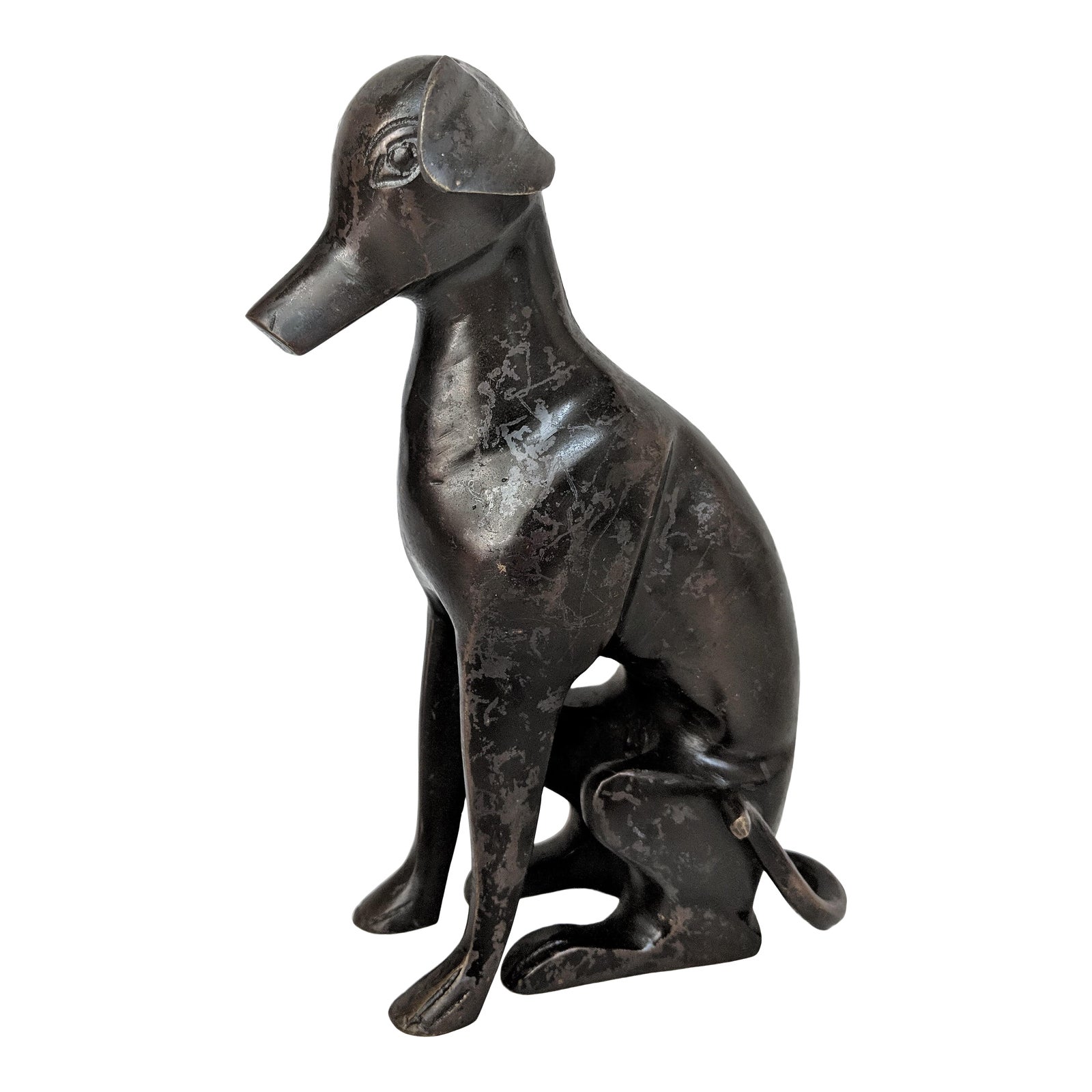 1970s Vintage Bronze Cubist Dog Sculpture | Chairish