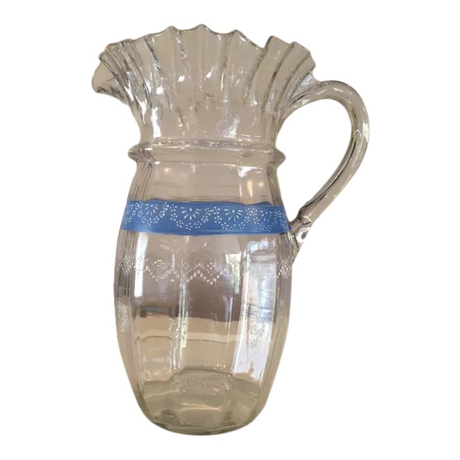 Antique Bohemia Hand Blown Glass Pitcher | Chairish