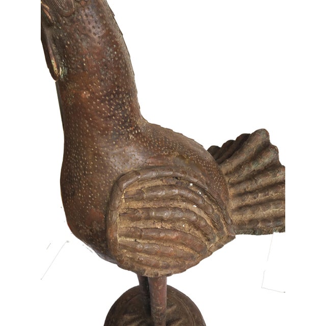 Large African Benin Bronze Rooster Nigerian | Chairish