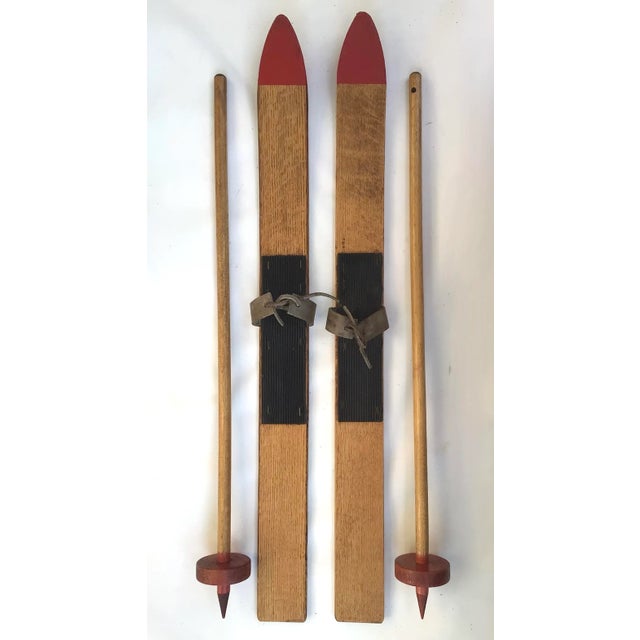 Vintage Children's Skis W/Poles | Chairish