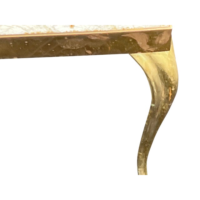 Mid 20th Century Vintage Capiz Shell and Brass Coffee Table Cabriole ...
