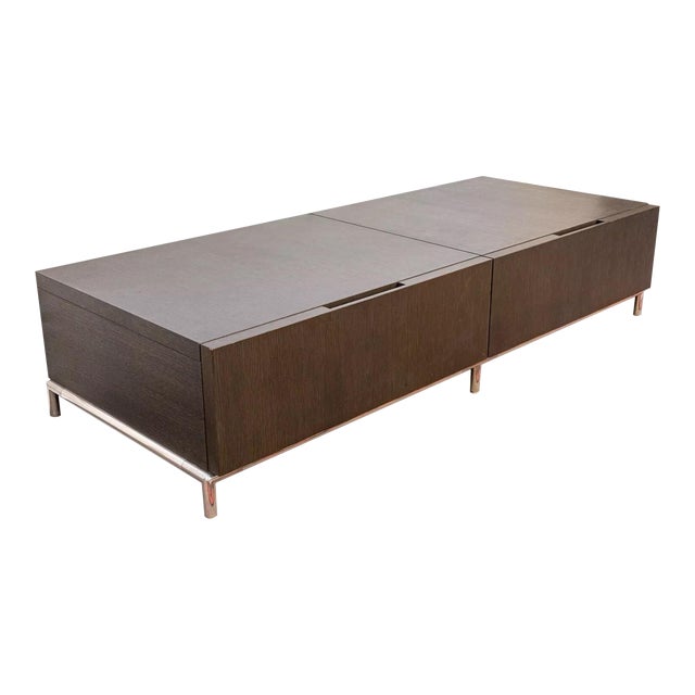 B&B Italia Contemporary Modern Dark Wood and Chrome Domus Floor Storage ...