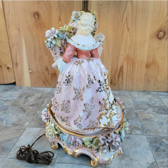 Vintage Victorian Italian Capodimonte Porcelain Table Lamp With Shade ...