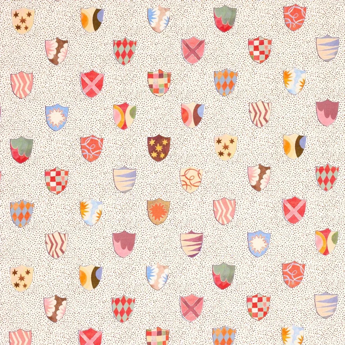 Schumacher x Happy Menocal Heraldic Fabric In Sprezzatura | Chairish