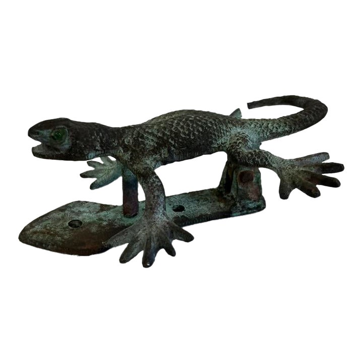 Vintage Bronze Lizard Door Knocker With Verdigris Patina | Chairish