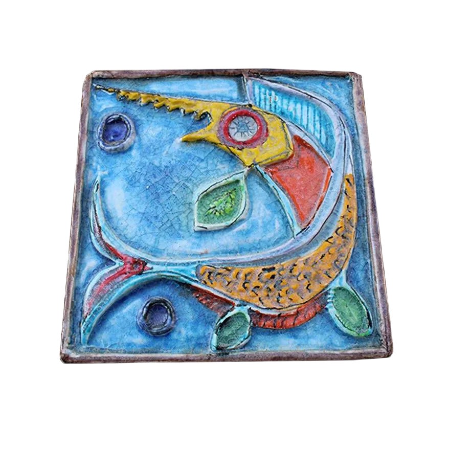 Ceramic Marlin Fish Plate by Giovanni Desimone, 1970s | Chairish