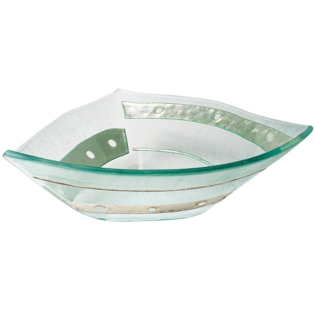 Kiln-Formed "Geometrik" Triangular 24-Karat White Gold Art Glass Bowl ...