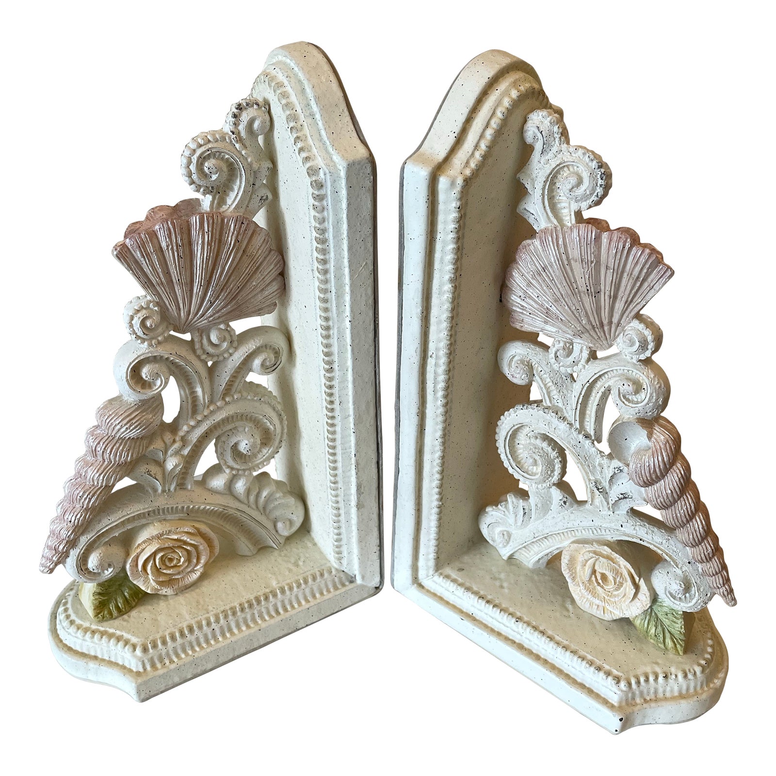 1970s Vintage Coastal Cast Iron & Resin Seashell Bookends- a Pair ...