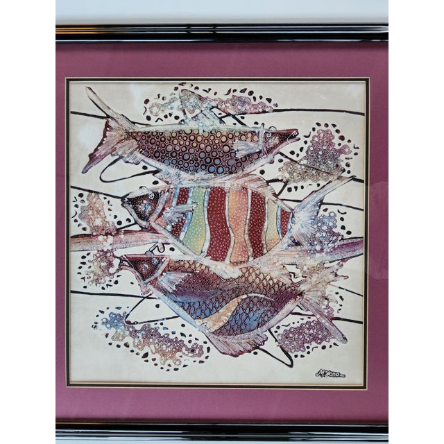 Fish Motif Batik Paintings by Master Batik Artist M. Yono - Set of 2 ...