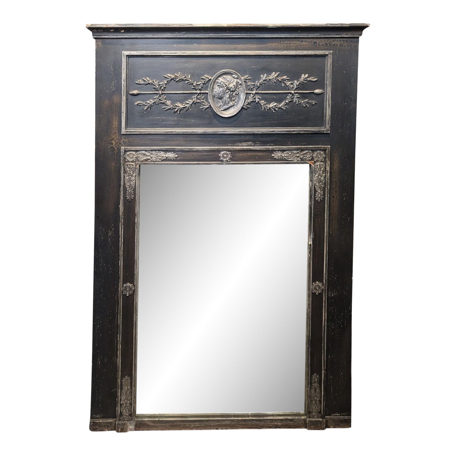 Late 20th Century Wood Neoclassical Trumeau Style Wall Mirror | Chairish