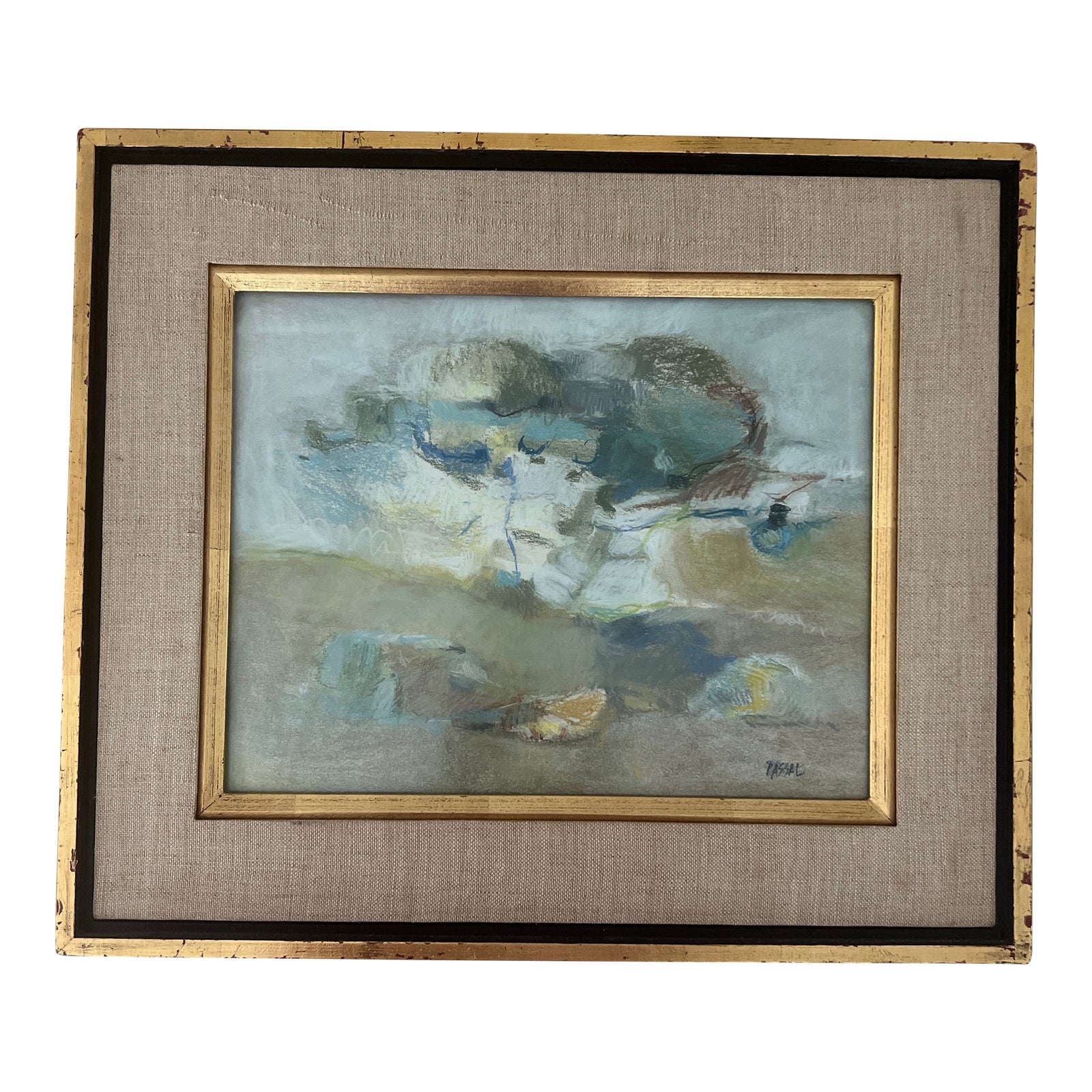 Vintage Passal Abstract Landscape Pastel Painting | Chairish