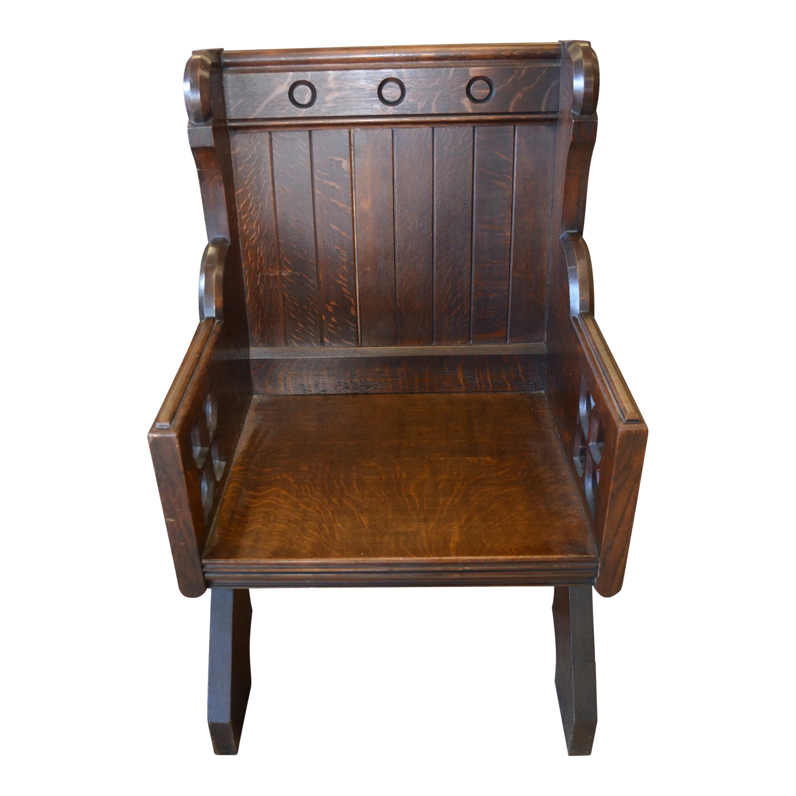 Antique English Dark Oak Large Deep & Wide Bishop's Throne Chair Bench ...