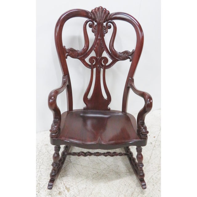 Victorian Figural Dolphin Carved Mahogany Rocker | Chairish