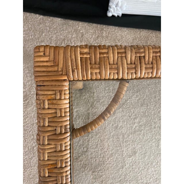 Vintage Mid-Century Wrapped Wicker and Glass Coffee Table | Chairish