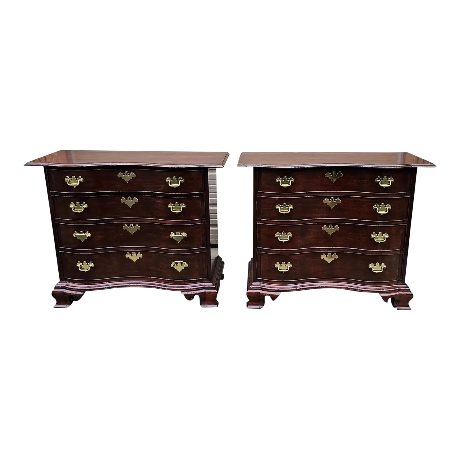 Pair of Tall Chippendale Style Serpentine Front Bachelor's Chests ...