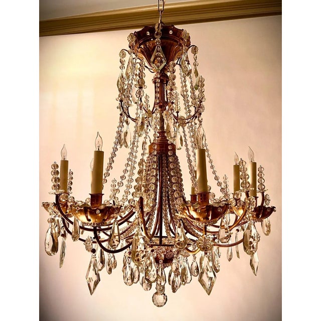 Maison Jansen 8 Light Bronze & Crystal Chandelier, Paris, Circa:1935 ...