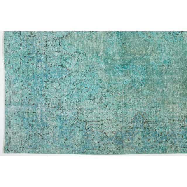Antique Overdyed Wool Rug With Allover Design in Turquoise | Chairish
