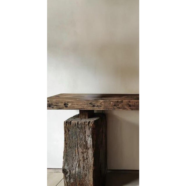 Reclaimed Old Wood Narrow Rustic Console Table | Chairish