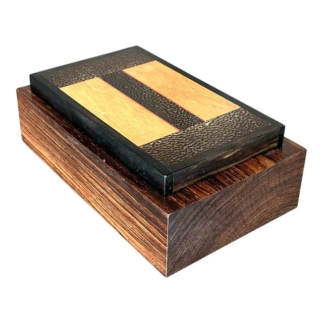 Vintage Boho Signed Mixed Wood Specimen Box | Chairish