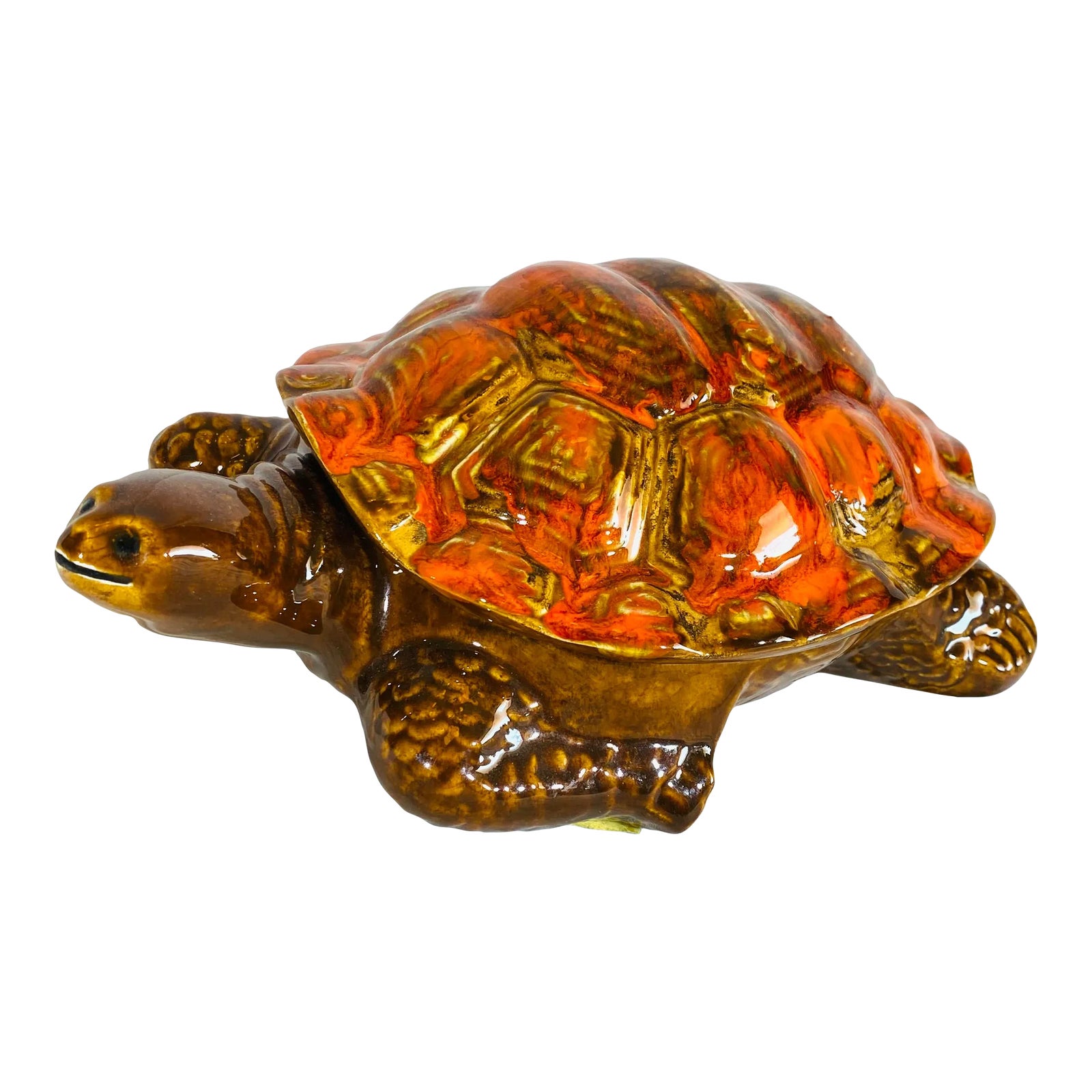 1970s Ceramic Tortoise Trinket Box | Chairish