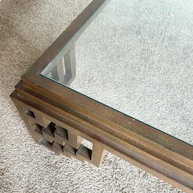 Chinoiserie Copper Finished Metal With Inlayed Glass Top Coffee Table ...