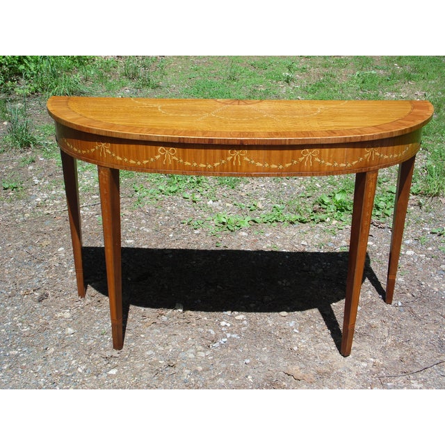 Vintage Mahogany Heritage Heirloom Half Round Demilune Hall Table ...