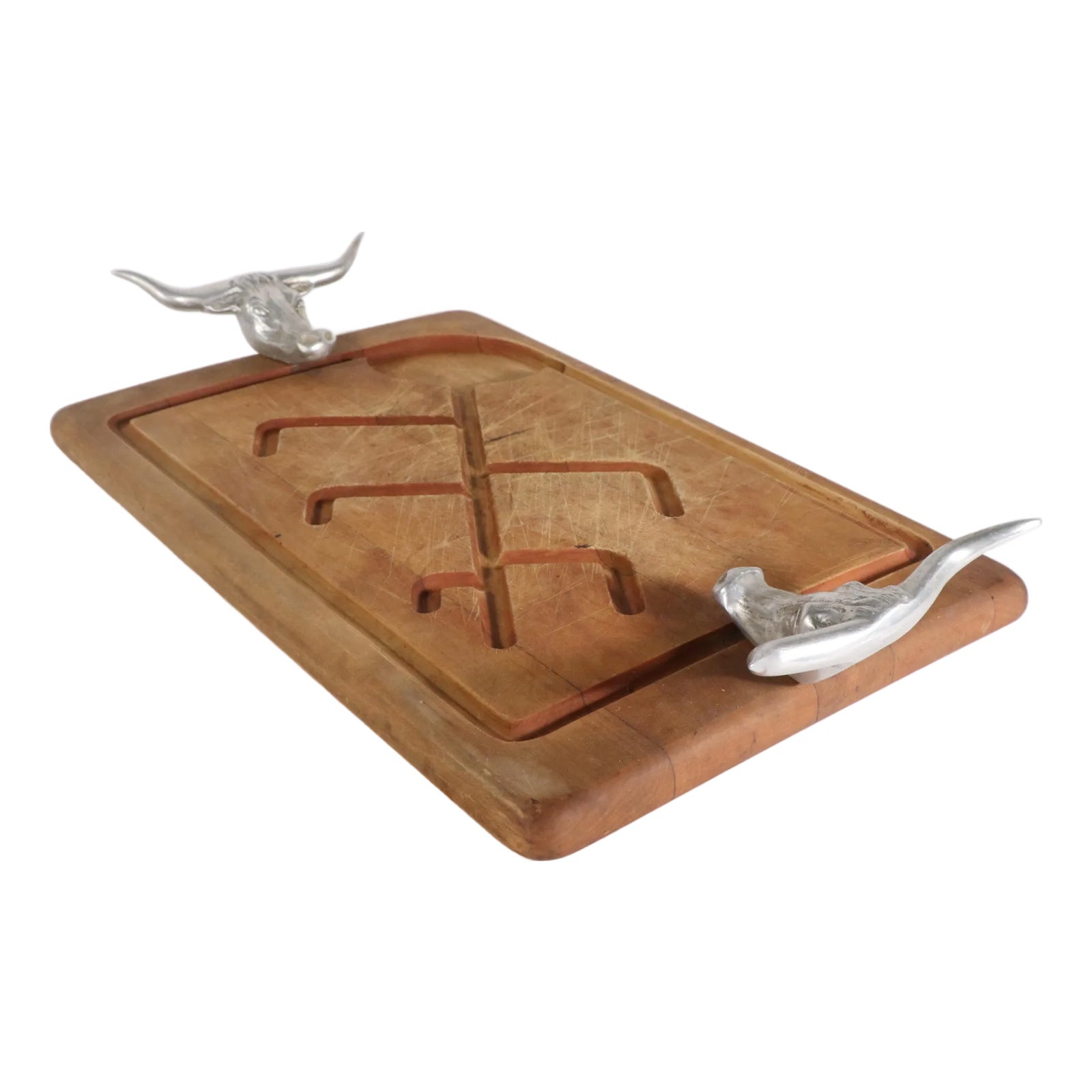 Vintage Bruce Cox Meat Tray With Aluminum Steel Head Handles | Chairish