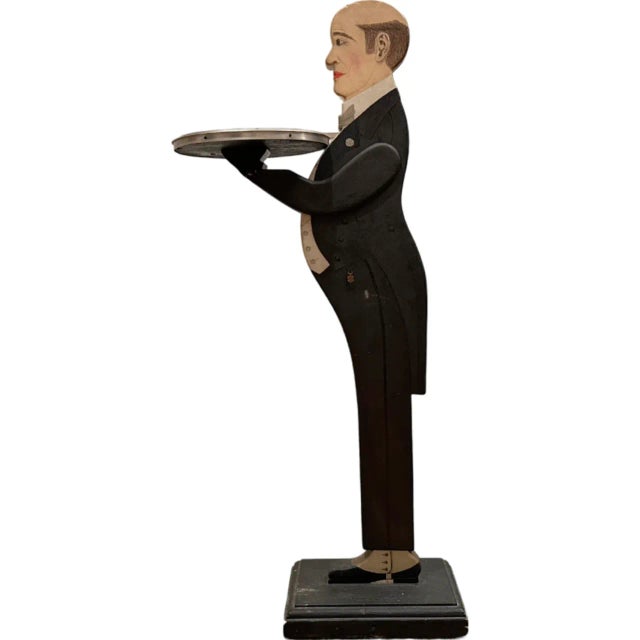 Antique Hand-Painted Floor Standing Wooden Butler Waiter Stand | Chairish