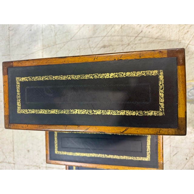 Vintage Wood and Tooled Leather Library Ladder/Accent Table | Chairish