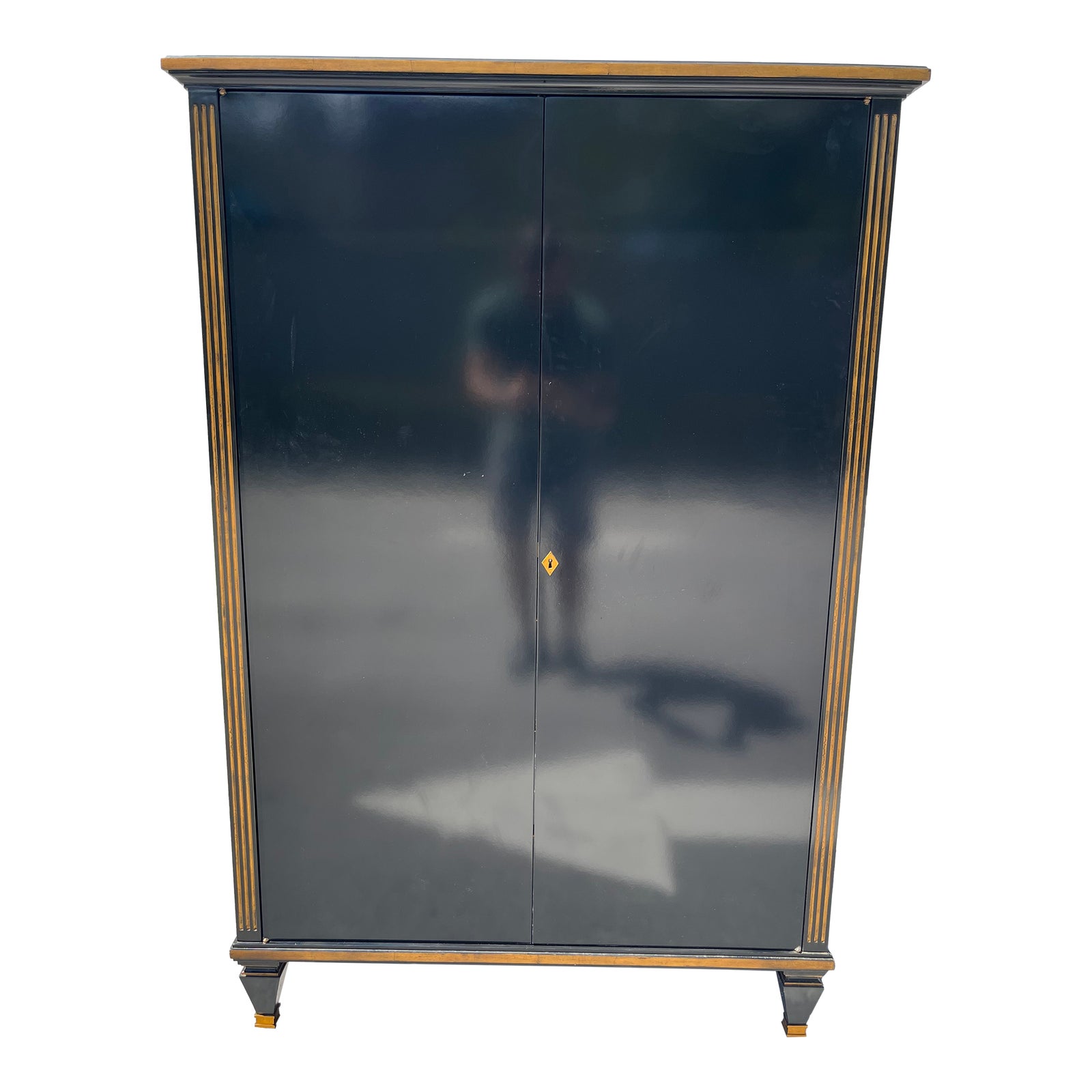 Theodore Alexander Cabinet, Black, Gold, Bar Cabinet | Chairish