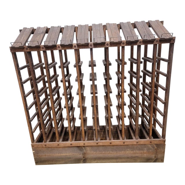 Vintage Mid Century Wood Slatted Wine Rack | Chairish