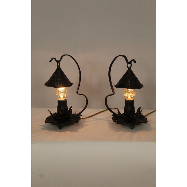 Early 20th Century Tutor Style Hand Forged Lamps - a Pair | Chairish