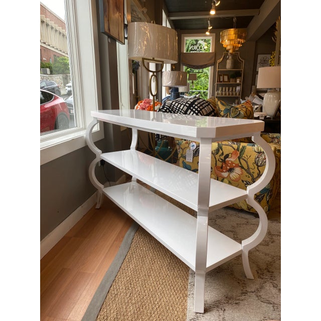 Kelly Three Tier Console in White Lacquer | Chairish