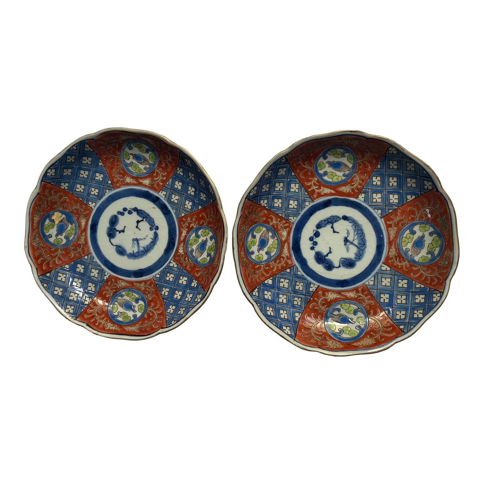 19th Century a Pair of Antique Japanese Imari Porcelain Hand Painted ...