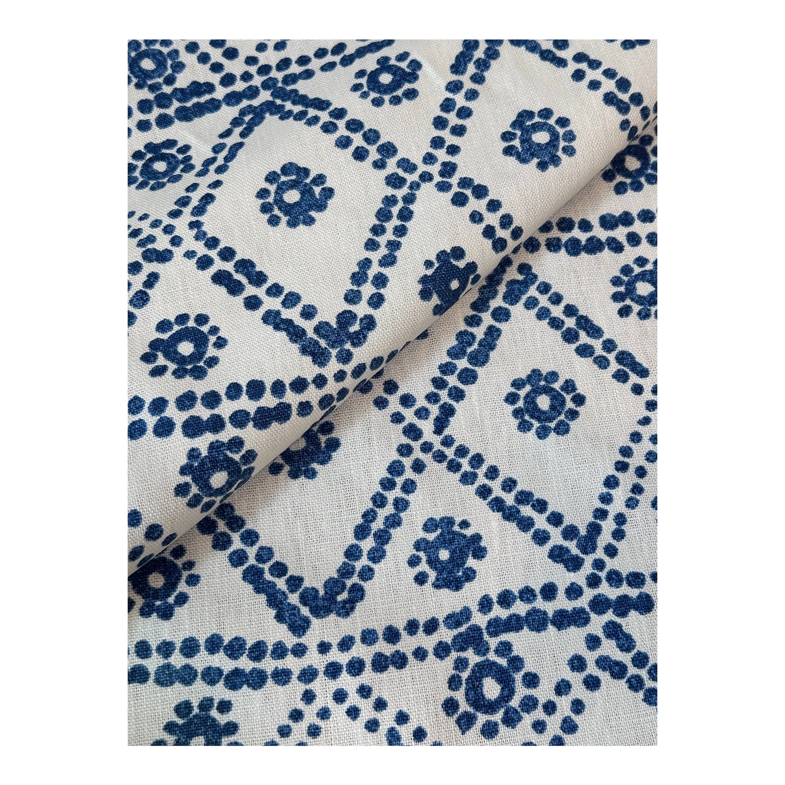 Carolina Irving Zig Zag Reverse 100% Linen Fabric in Sapphire 2 7/8 ...