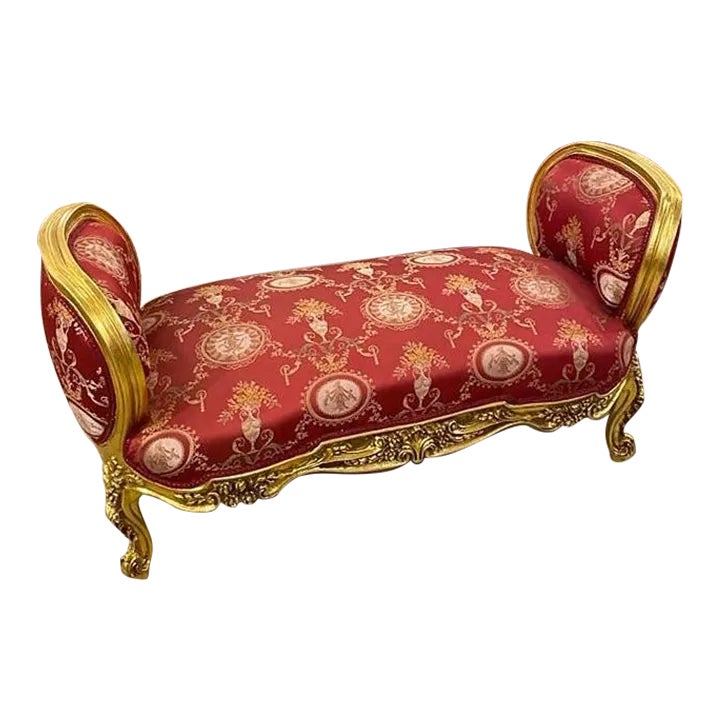 1990s Baroque Style Ruby Red Tufted Bench Furniture | Chairish